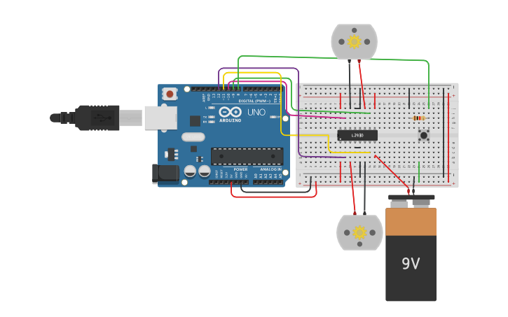 Circuit design Control De Motores Con Arduino Y L293D Tinkercad - Tinkercad