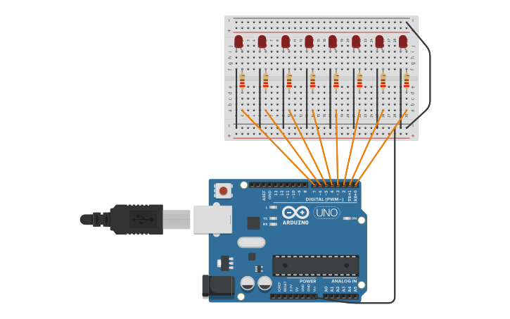 Circuit design Binary Excer - Tinkercad