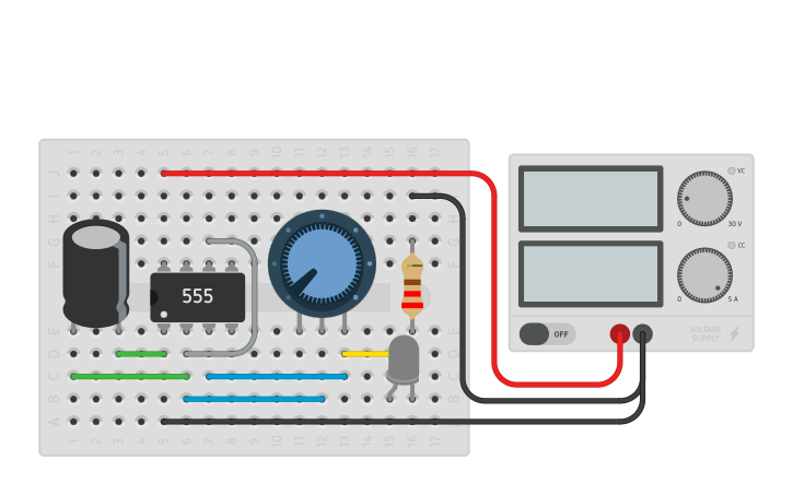 Circuit design Blinking light with potentiometer | Tinkercad