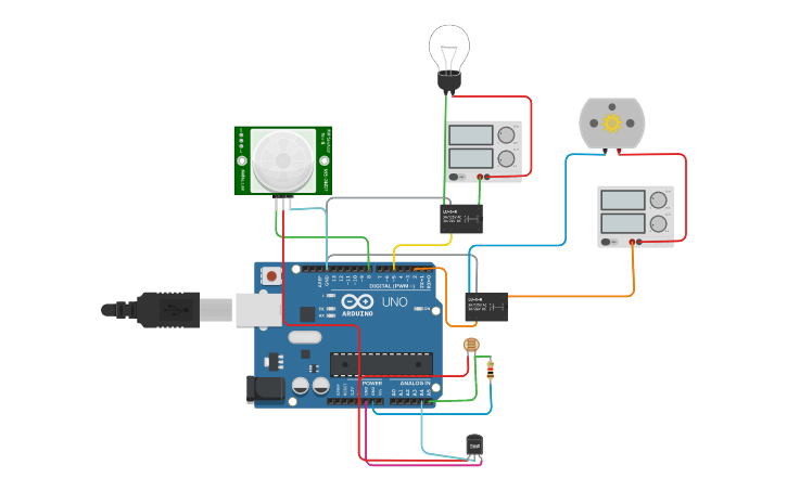 Circuit design Automatic Home Light Control System | Tinkercad Circuit design Automatic Home Light Control System | Tinkercad