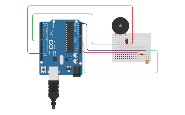 Circuit design cảm biến báo cháy - Tinkercad