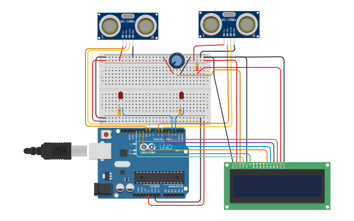 Circuit design Copy of Contador de personas - Tinkercad Circuit design Copy of Contador de personas - Tinkercad