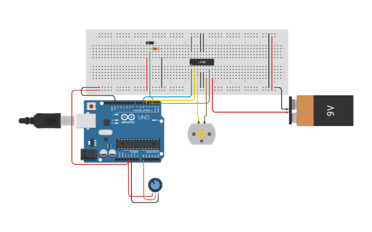 Circuit design motore orario antiorario serial - Tinkercad