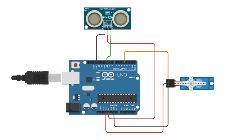 Circuit design Smart Gate System - Tinkercad