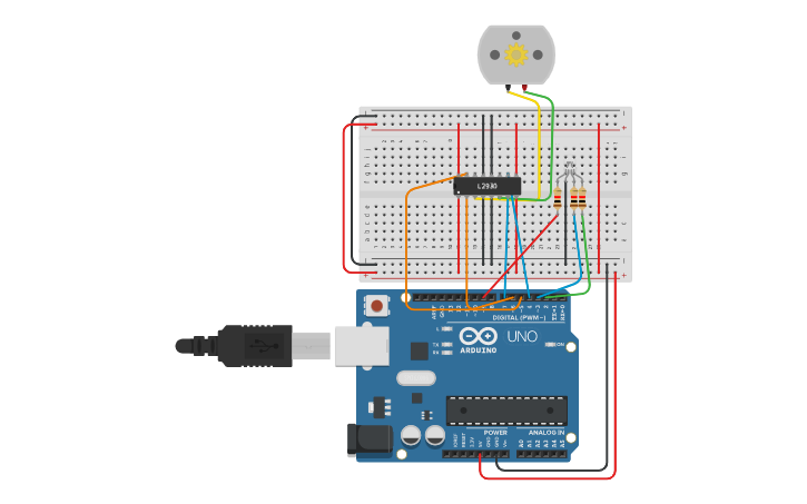 Circuit design motor L293D | Tinkercad