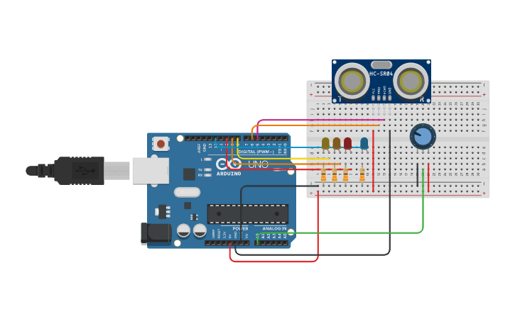 Circuit design Distancia | Tinkercad