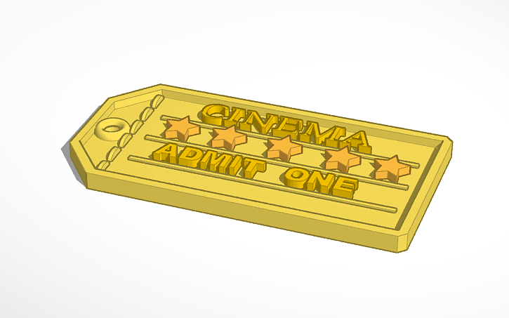 3D design golden movie ticket - Tinkercad