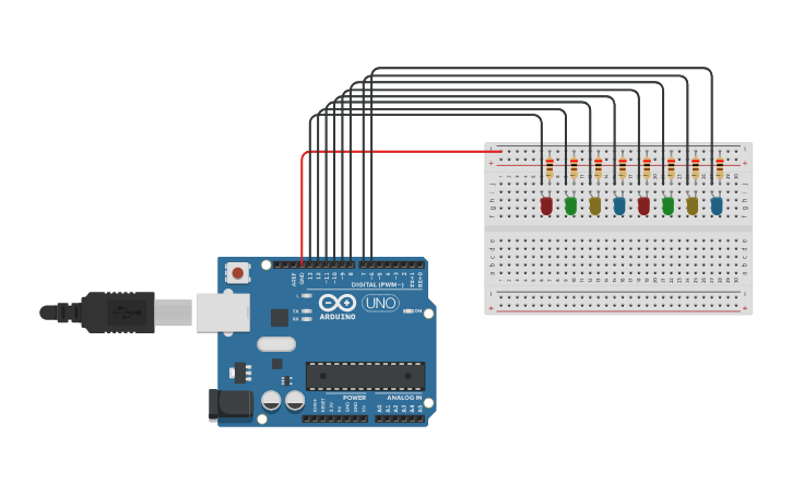 Circuit design LUCES LED | Tinkercad