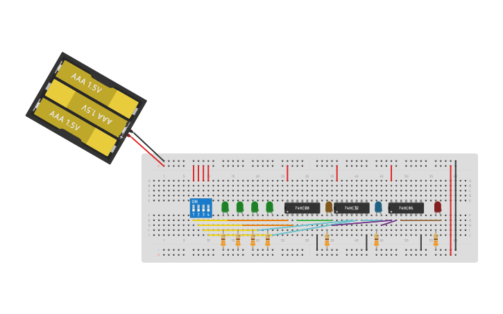 Circuit design AND/OR/XOR - Tinkercad