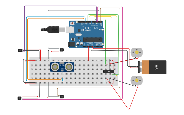 Circuit design sumobot brrrr - Tinkercad