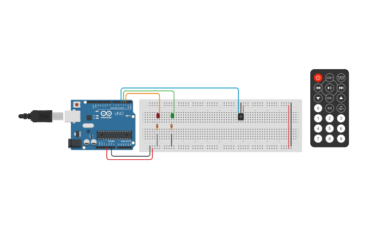 Circuit design Pratica 8 - IR Sensor/Comando - Tinkercad