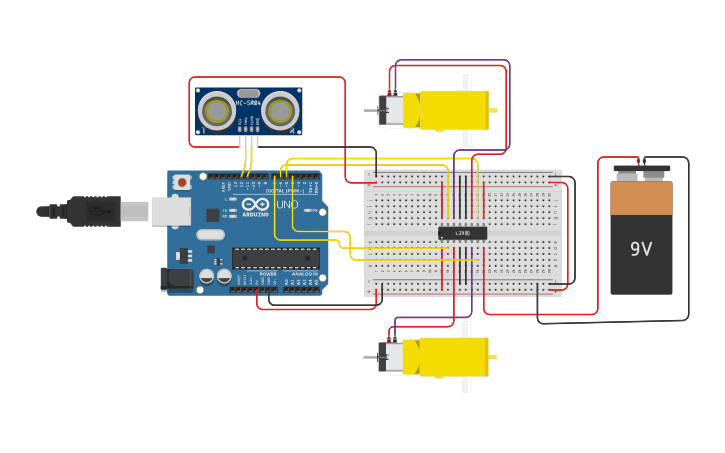 Circuit design obstacle avoidance robot - Tinkercad
