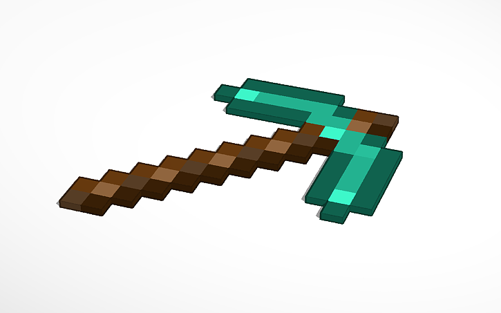 3D design Diamond Pickaxe pixel art - Tinkercad