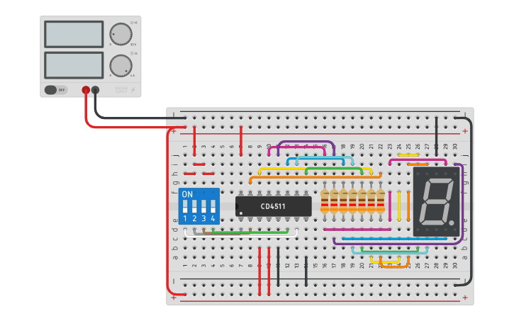 Circuit design Tarea Display 7 segmentos - Tinkercad