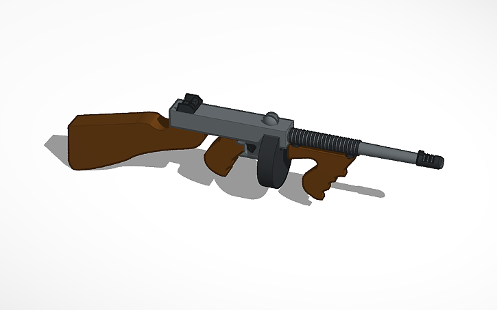 3D design "Barrowed" tommy gun - Tinkercad