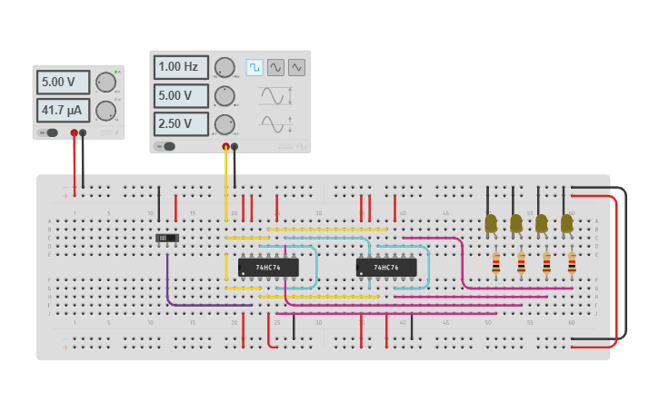 Circuit design SIPO | Tinkercad
