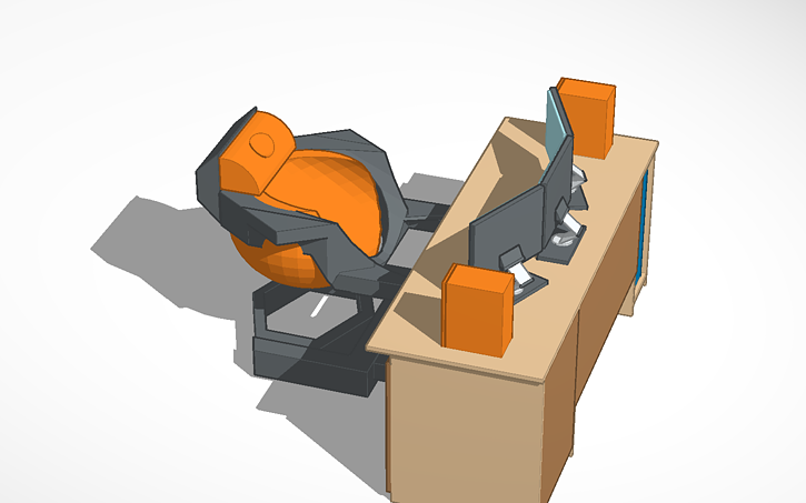 3D design Computer desk - Tinkercad