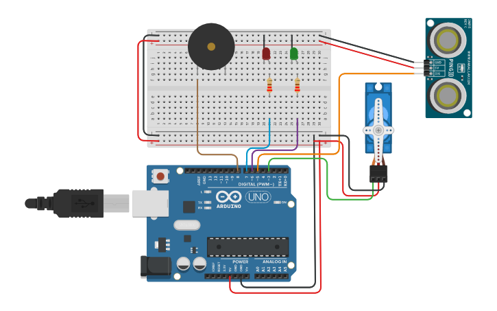 Circuit design barrera de tren - Tinkercad