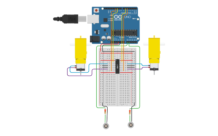 Circuit design Seguidor de línea con Arduino - Tinkercad