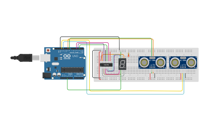 Circuit design Push up counter - Tinkercad
