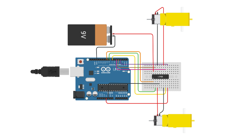 Circuit Design H Bridge Motor Driver αυξομείωση ταχύτητας Tinkercad