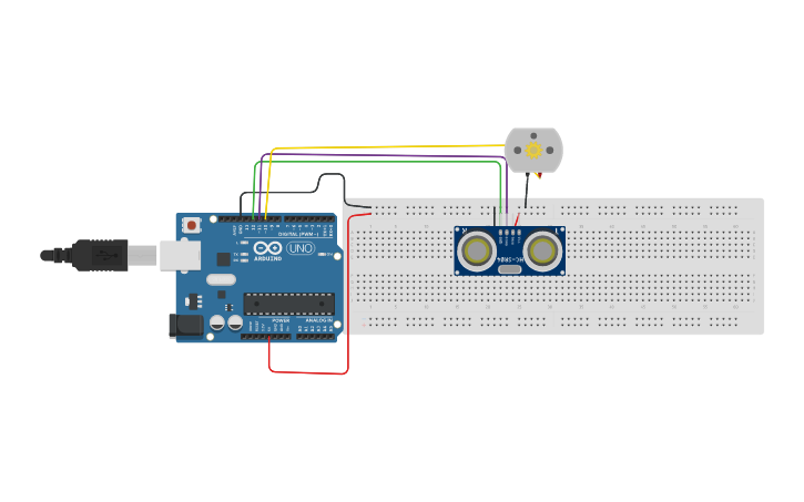 Circuit design Mario Iraheta Arduino sensor con motor | Tinkercad