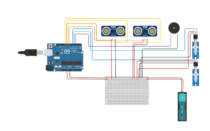 Circuit design Automated Train Traffic Control System - Tinkercad Circuit design Automated Train Traffic Control System - Tinkercad