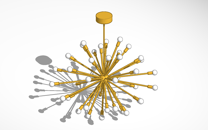 3D design Sputnik Chandelier 42 lights - Tinkercad
