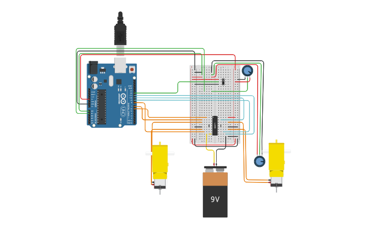 Circuit Design Controle De 2 Motores Dc Tinkercad