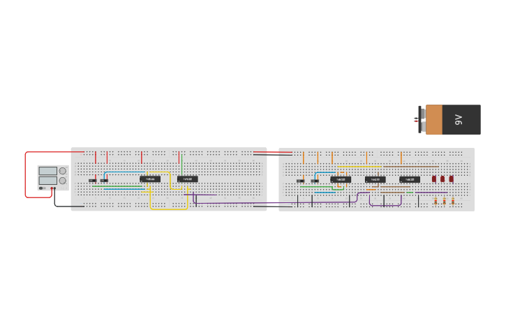 Circuit design 2-bit binary full adder using only NAND gates - Tinkercad