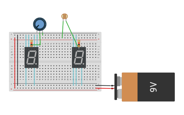 Circuit design DISPLAY DE 7 SEGMENTOS - Tinkercad