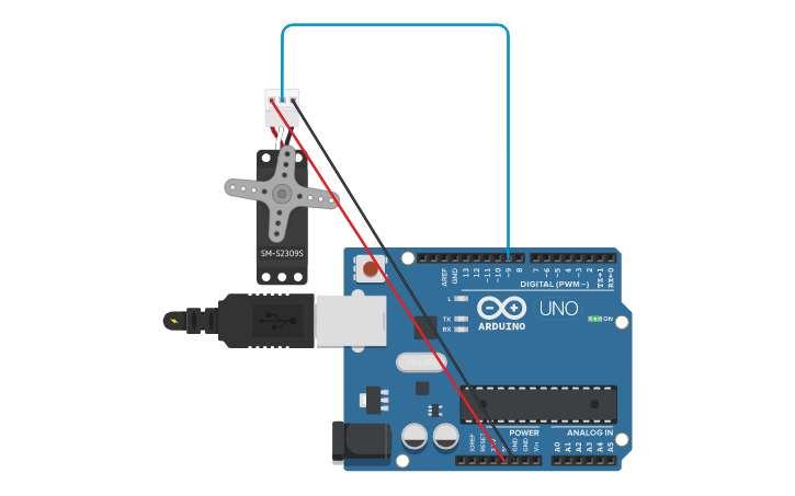 Circuit design Control de un Servomotor - Tinkercad Circuit design Control de un Servomotor - Tinkercad