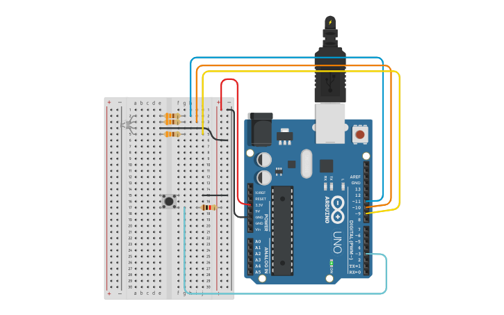 Circuit design Lectura de un botòn presionado - Tinkercad