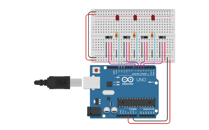 Circuit design Circuito combinacional Arduino - Tinkercad