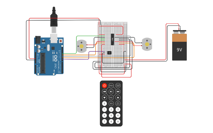 Circuit design dc motor ir sensor - Tinkercad