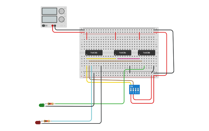 Circuit design half subtractor - Tinkercad