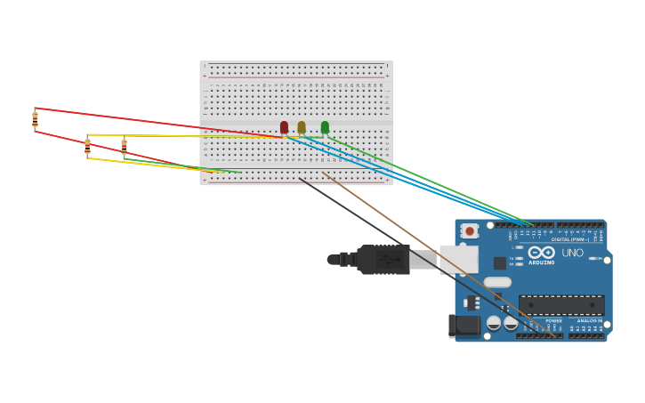 Circuit design semaforo arduino - Tinkercad