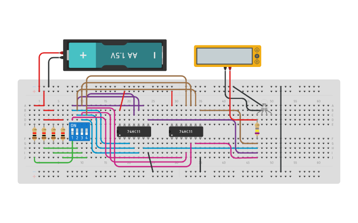 Circuit design Contador de votos - Tinkercad