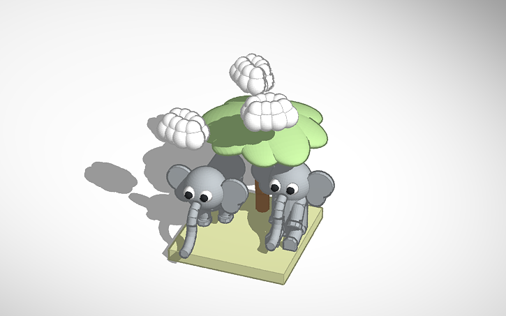 3D design elephants - Tinkercad