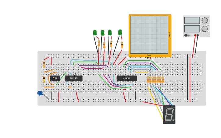 Circuit design 4 Bit Counter - Tinkercad