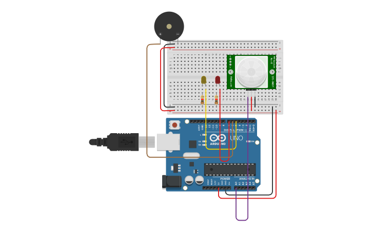Circuit Design Alarma De Seguridad Tinkercad