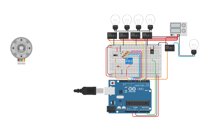 Circuit design Arduino (Sensor de temperatura e relé) - Tinkercad