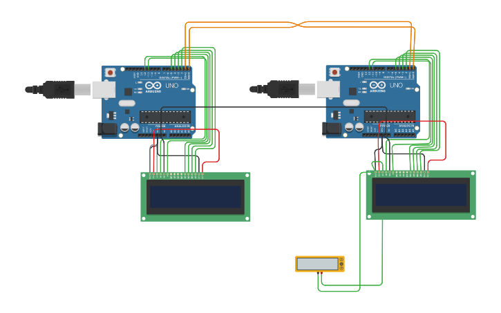 Circuit design Copy of Serial data transfer between Arduino uno | Tinkercad