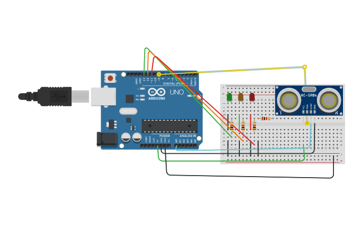 Circuit design distance sensor - Tinkercad
