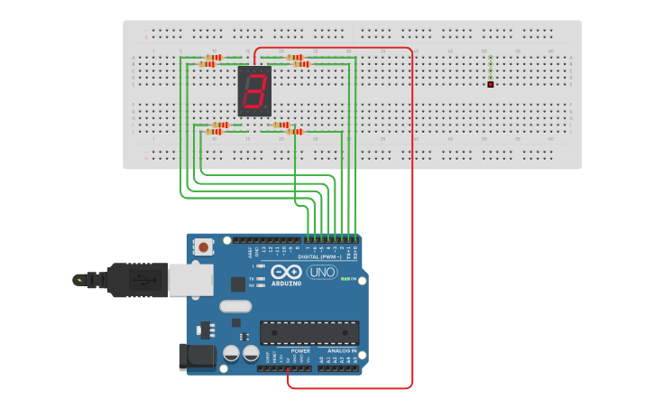 Circuit design 1.7 segment display(Hex) - Tinkercad