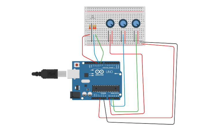 Circuit design Prática 3 -LED RGB (map) | Tinkercad