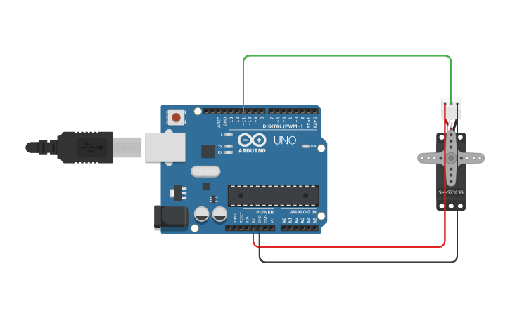 Circuit design แบบฝึกหัดservo - Tinkercad
