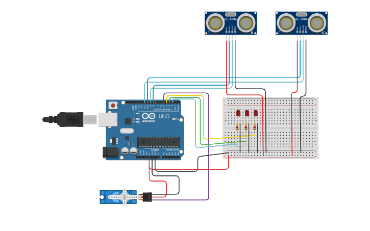 Circuit design PROTOTYPE OF SMART DUSTBIN | Tinkercad