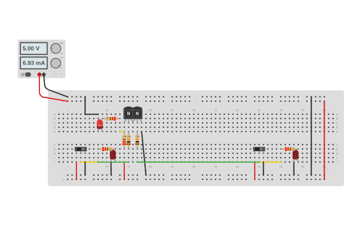 Circuit design NAND GATE using NPN BJT transistor - Tinkercad