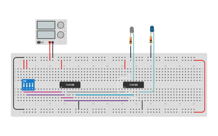 Circuit design Half subtractor using NAND gates | Tinkercad